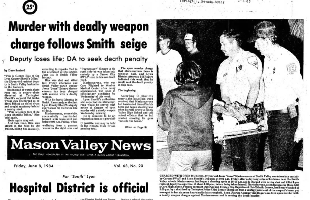 Remembering Beloved Smith Valley Deputy George Rice, Slain on Duty ...