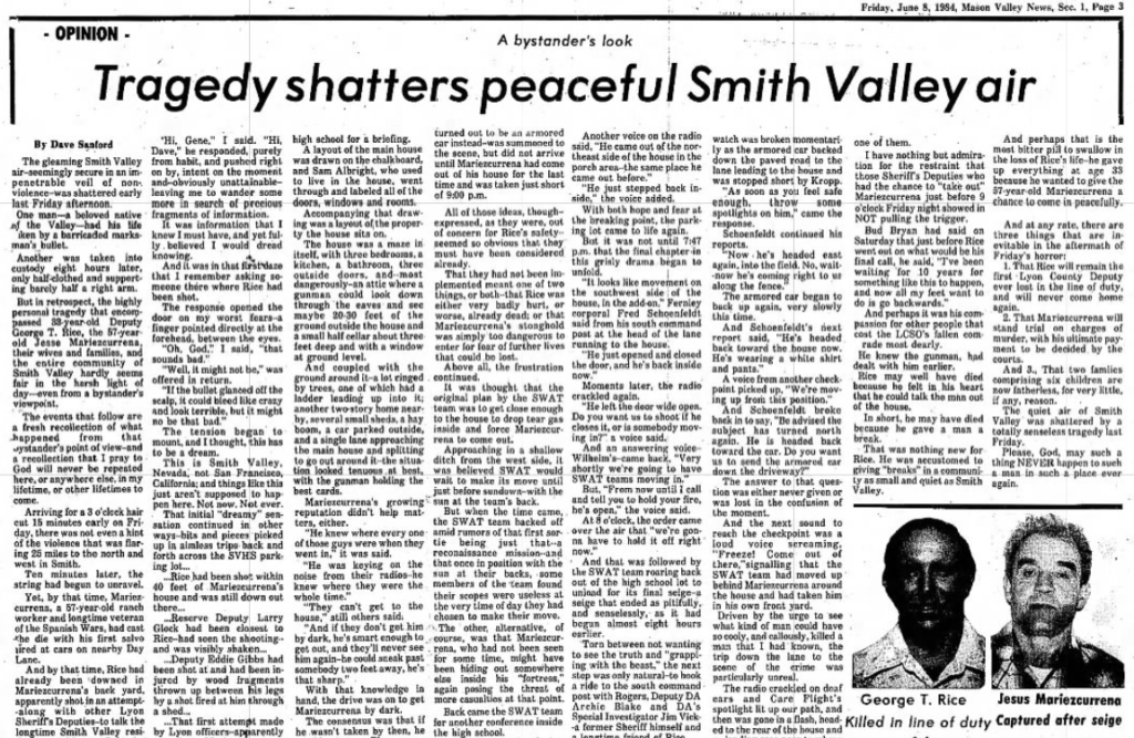 Remembering Beloved Smith Valley Deputy George Rice, Slain on Duty ...