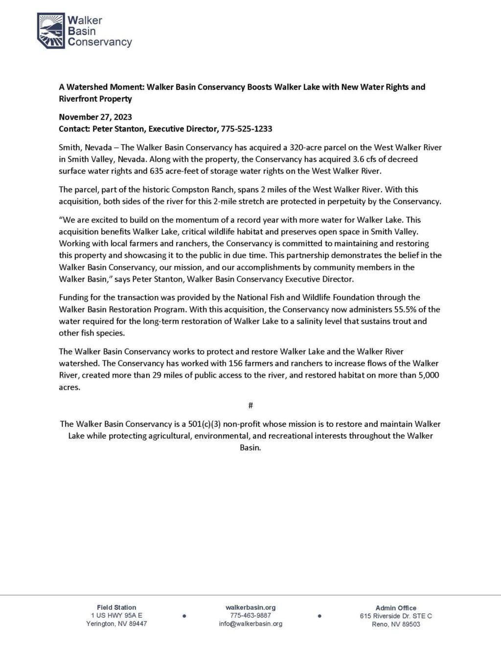 Walker Basin Conservancy Has Acquired Part of the Historic Compston ...