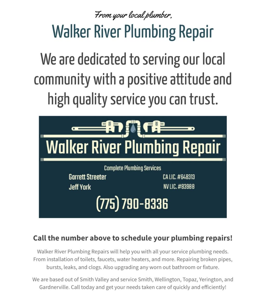 Walker River Plumbing Repair ~ Based Out of Smith Valley – Pizen Switch ...