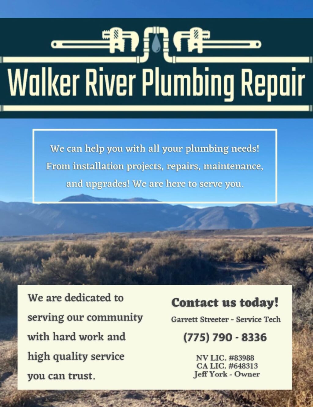 Walker River Plumbing Repair ~ Based Out of Smith Valley – Pizen Switch ...